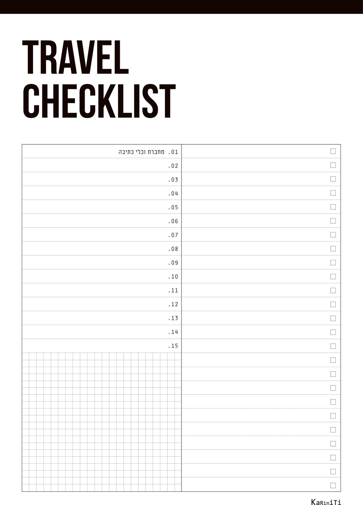 Digital Printable - Travel Checklist – KaRiniTi