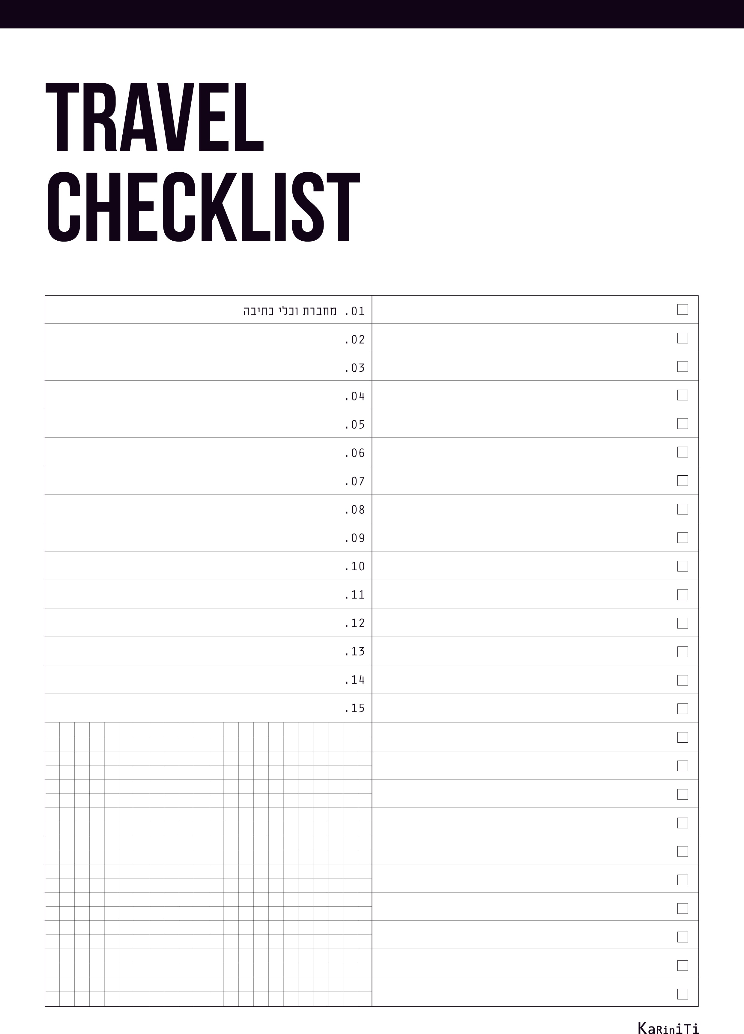 Digital Printable - Travel Checklist – KaRiniTi
